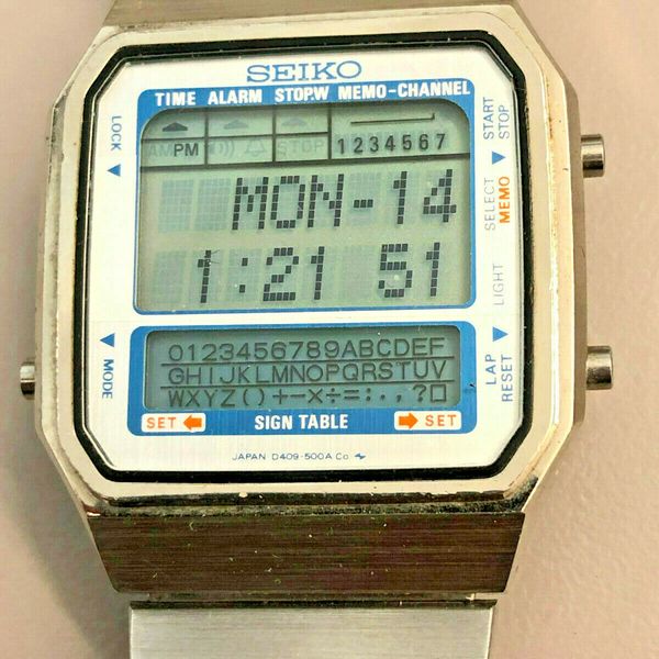 Vintage Seiko Sign Table Memory Databank Data Bank LCD Digital Watch ...