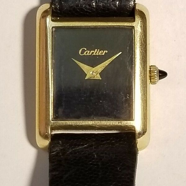 Womens Vintage Tank Cartier 18K Gold ELECTROPLATED Watch Swiss ETA ...