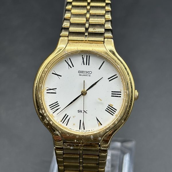 Seiko Men's Vintage Gold Tone w/ White Dial & Roman Numerals Quartz ...