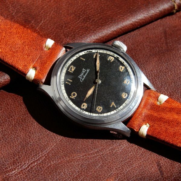 Piaget RARE 1940s Radium Arabic Black Dial BUMPER Automatic Step Case ...