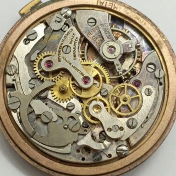 VINTAGE Rare Chronograph Movement Delbana Cal. Landeron 48 Hands Dial ...