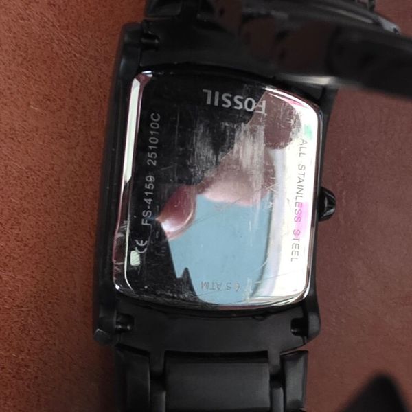 Fossil Zane FS4159 Black Stainless Steel Rectangle Tank Men's Watch C3 ...