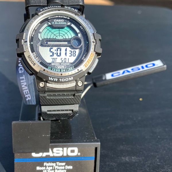 Casio CAS143 Mens Watch Fishing Timer Water Resistant 10 Year Battery ...
