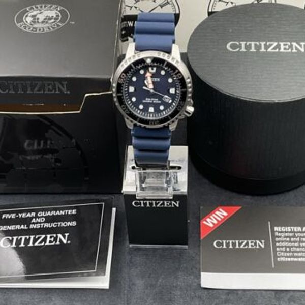 Mens Citizen Eco-drive Promaster Diver Blue Rubber Strap Watch BN0151 ...