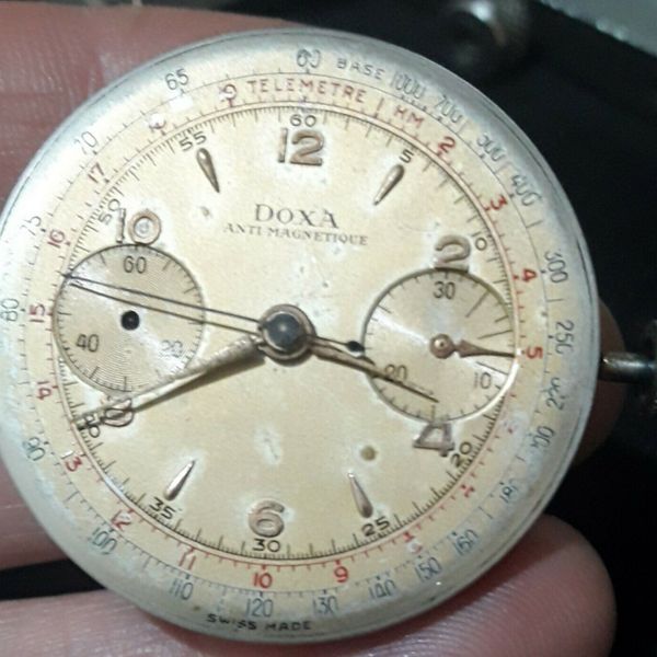 ORIGINAL VINTAGE DOXA CHRONOGRAPH MOVEMENT, DIAL AND HANDS, VALJOUX 22 ...
