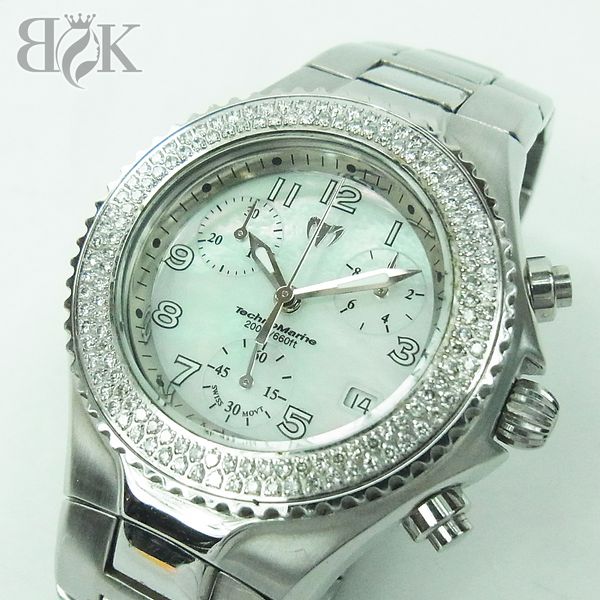 Techno Marine DTMF05 200m Shell Dial Diamond Bezel Quartz Watch Working ...