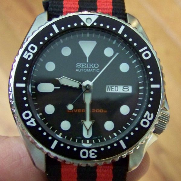 SEIKO SKX007 7S26-0020 ORIGINAL CASE & BLACK DIAL WITH ZULUDIVER NATO ...
