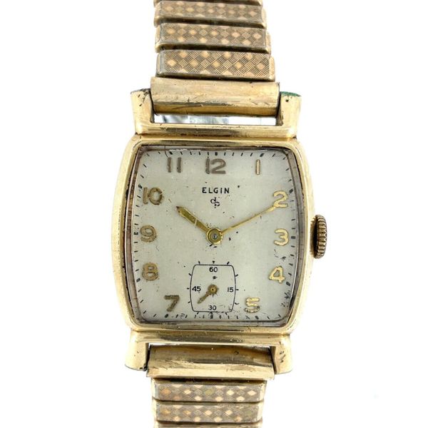 Vintage Elgin Manual-Wind Gold-Plated Steel Watch 25mm Rectangular Case ...