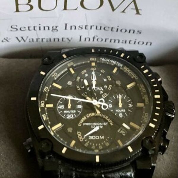 Bulova Precisionist 98B318 Chronograph Stainless Steel Case Leather ...
