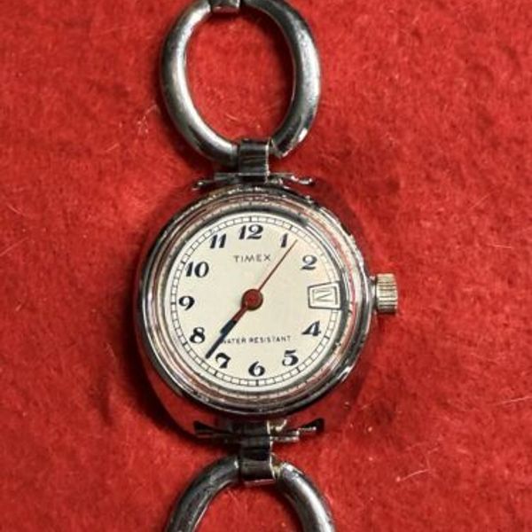 Timex ladies Vintage Mechanical movement Silver Tone Watch, Date ...