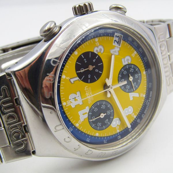 SWATCH IRONY CHRONO SECRET AGENT YELLOW - MIT FLIPLOCKARMBAND ...