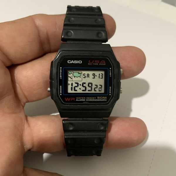 Rare Vintage CASIO W-54US Digital Menâ s Watch USA 6 Time Zone, Made in ...