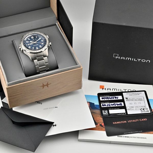 [Full box] Hamilton Khaki Aviation X-Wind Blue Dial Men's Pilot Watch ...