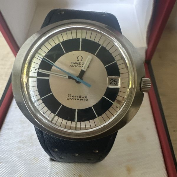 Vintage Menâ s Omega Dynamic Automatic Watch Blue Dial w. Original Box ...
