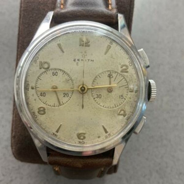 ZENITH CHRONOGRAPH VINTAGE Watch 143-6 cal Manual WIND STAINLESS STEEEL ...