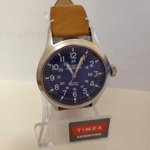 Timex Expedition Scout 40 Brown Leather Blue Analog Watch TW4B01800 ...