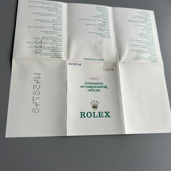 Rolex Certificate Paper Guarantee/Garantie 16523 Daytona W Serie ...