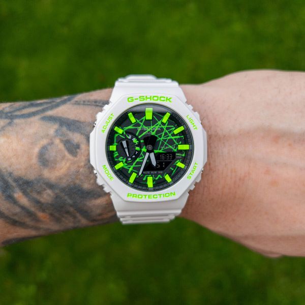 Custom Mod Casio G-Shock CasiOak Hand-Painted GA-2100 Neon Green ...