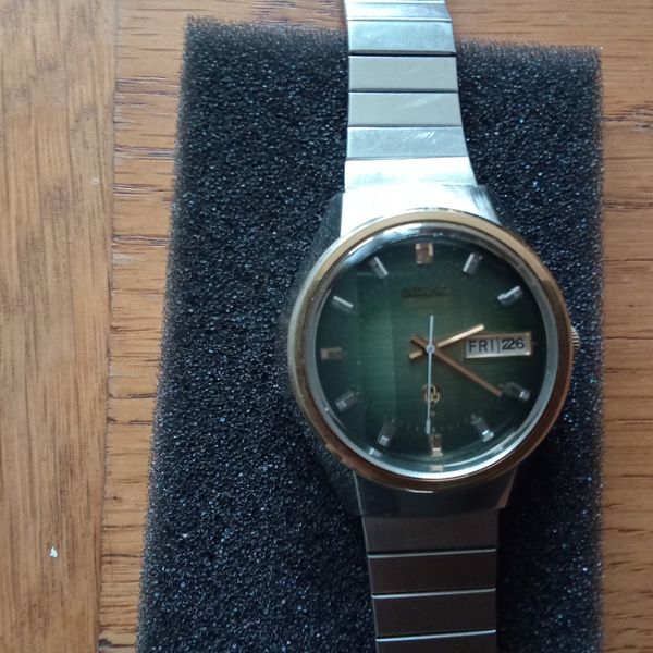 Seiko 3863-7020 Qr Quartz Watch Stainless Steel Case Green Dial Fully ...