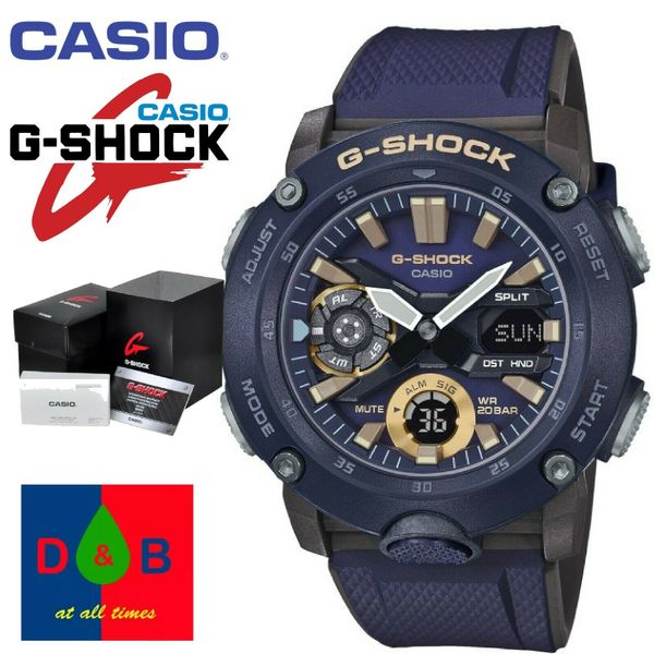 Casio GA-2000-2AER G-Shock Carbon Core World Time Blue Resin Strap ...