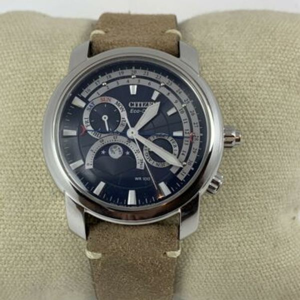 Citizen Eco Drive Caliber 8651 Moon Phase Triple Calendar Blue Dial ...