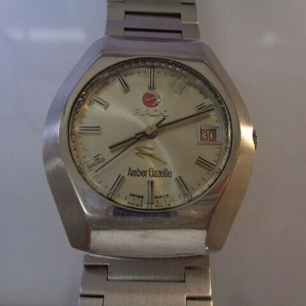 Rado Amber Gazelle Mens Watch Automatic Date Silver Dial 25 j 2783 ...