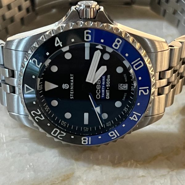 Steinhart Ocean 39 GMT 500 Automatic ETA Black Blue Ceramic Bezel Watch ...