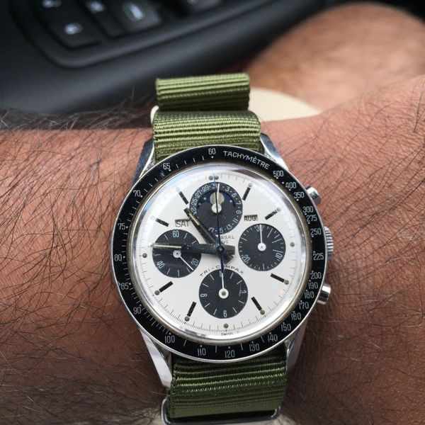 1960 UNIVERSAL GENEVE TRI-COMPAX PANDA DIAL, Mint Unpolished ...