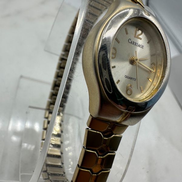 Carriage by Timex Oval Petite Womens Watch, Two-Tone, Stretch Band, New ...