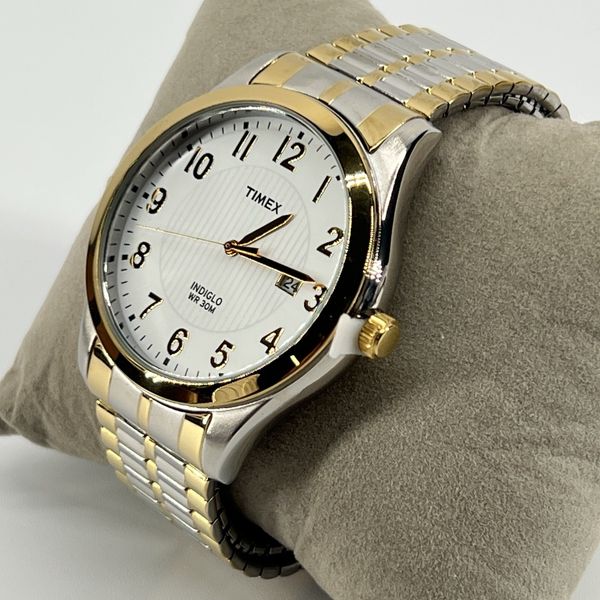 Timex Men's T2N851 Two-tone Stainless Steel Expansion Band Date Watch ...
