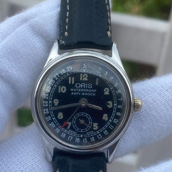 Vintage Oris Pointer Date Black Manual Swiss Men's Watch | WatchCharts ...