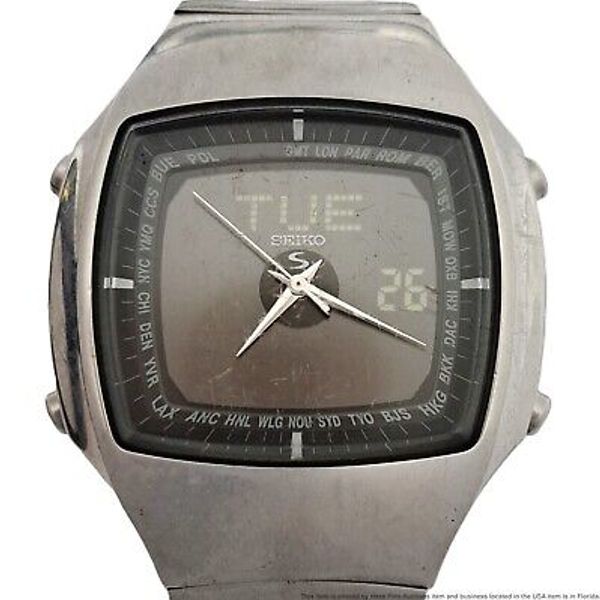 Vintage Seiko World Time Chrono LCD Digital Nagano Olympics Running ...