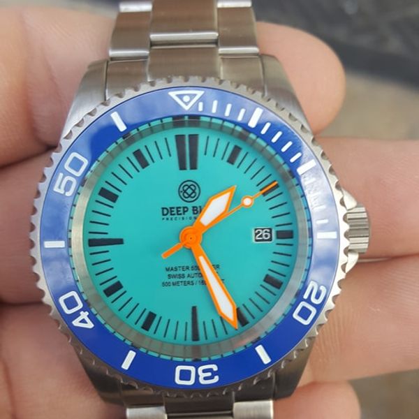 RARE SMURF DEEP BLUE MASTER 500 SWISS AUTOMATIC DIVER- SWISS MADE FULL ...