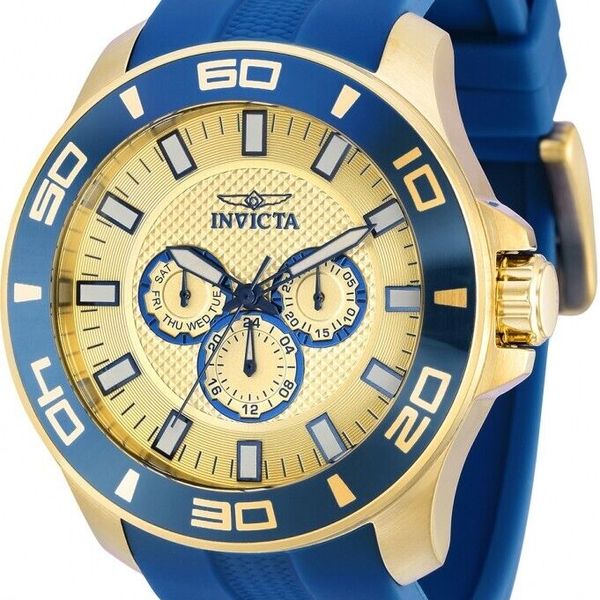 NEW Invicta PRO DIVER Men's 50mm Electric Blue & Gold Multifunction ...