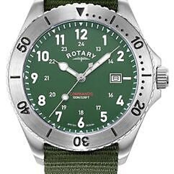 Rotary GS05475/56 Men's Steel Commando Field Watch On Nylon NATO Strap ...