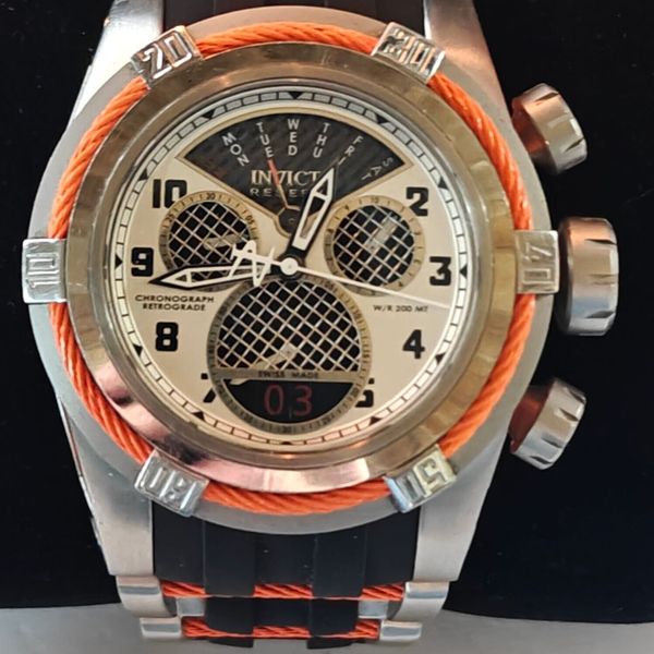 Invicta Bolt Zeus Mens Chronograph Watch 16316 Orange & Black Steel ...
