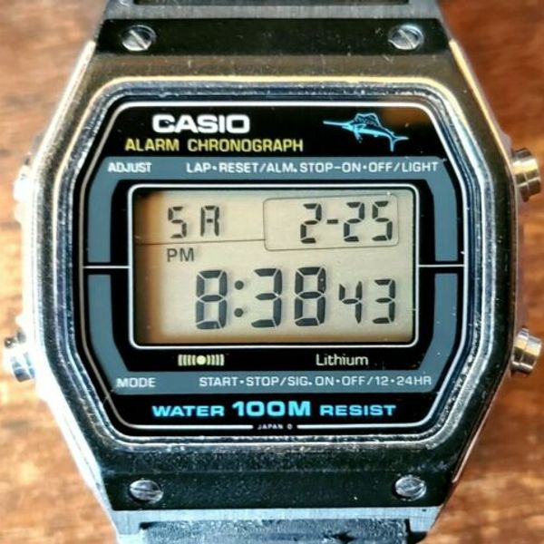 vintage CASIO "MARLIN" LCD WATCH 248 W-450 MODULE CLEAN CASE & BEZEL ...