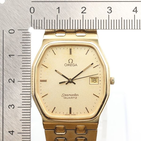 *Exc+4* Vintage OMEGA Seamaster Cal.1430 Qz Gold Dial Octagon 30mm Mens ...