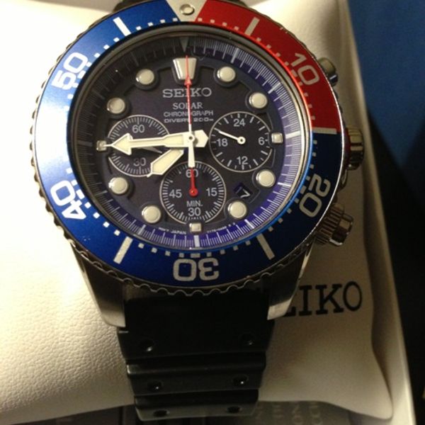 Seiko Men's SSC019 Solar Diver Chronograph Watch Used with dive strap ...
