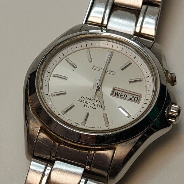 Seiko Kinetic 5M63-0B90 Mens Wristwatch Water Resistant Vintage ...