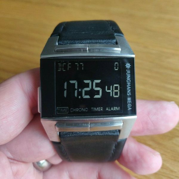 Junghans Mega 1000 radio controlled digital watch with negative LCD ...