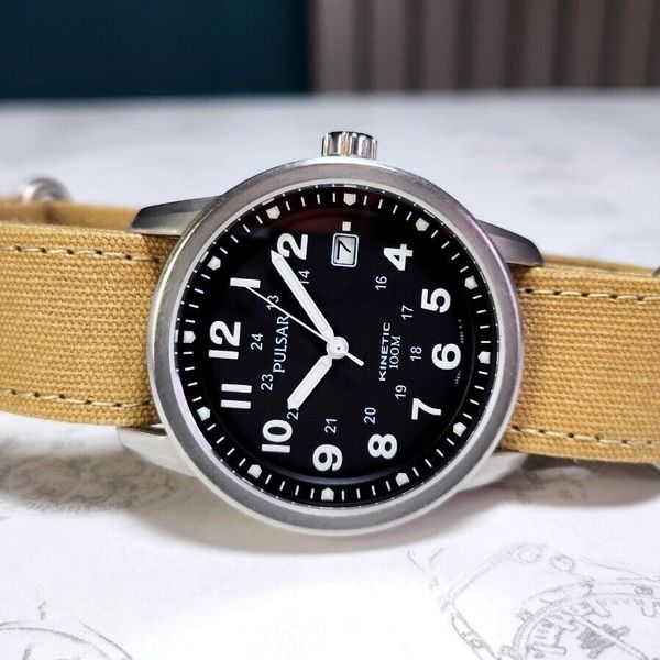 Pulsar by Seiko Kinetic Military Field Watch - New Capacitor, Crystal ...