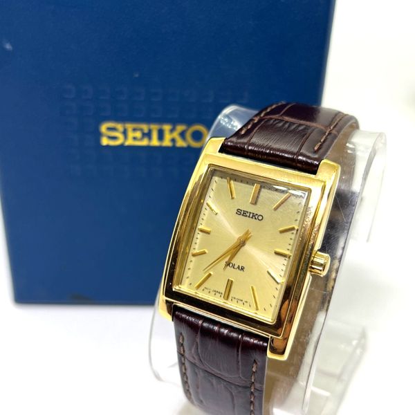 Seiko Solar Gold Dial Tank Square Watch 741963 V115-0AC0 | WatchCharts ...
