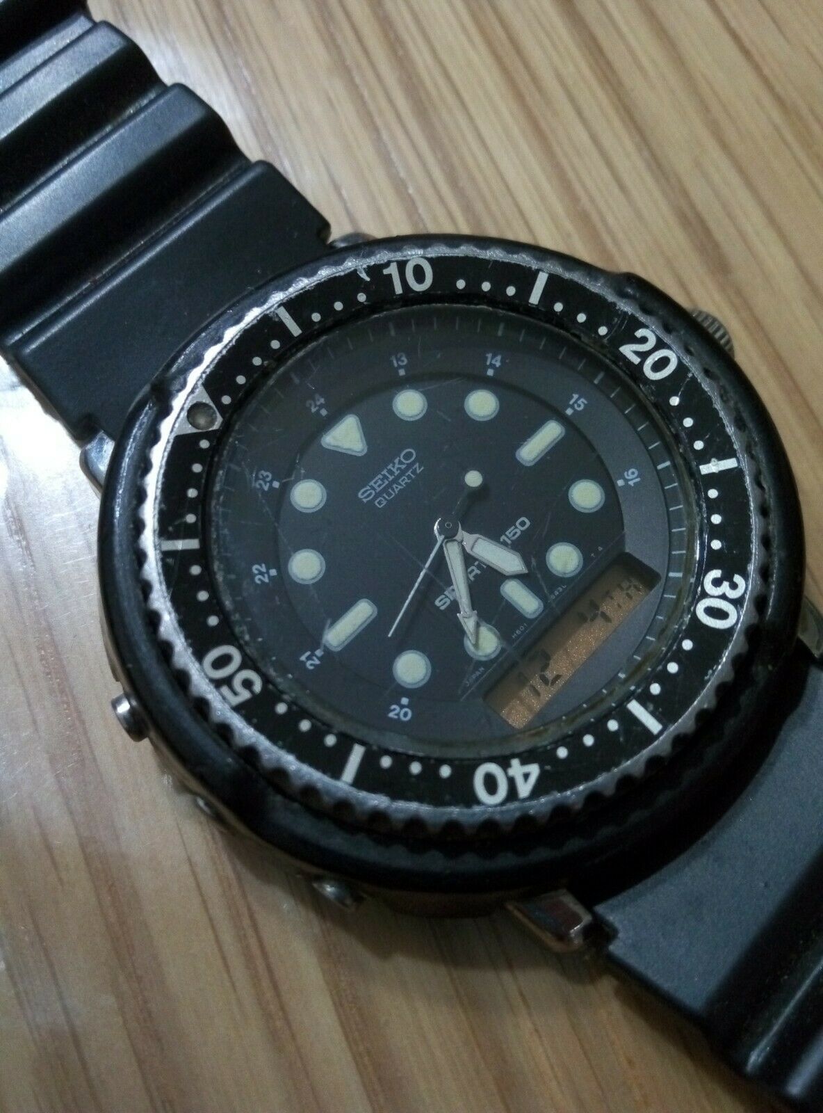 SEIKO 1980's H601-5480 150m Analog Digital Diver Mens 45mm Watch ...