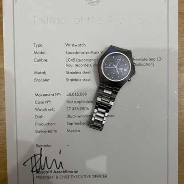 Vintage OMEGA Speedmaster MARK V - Cal. 1045 Automatic. Omega extract ...