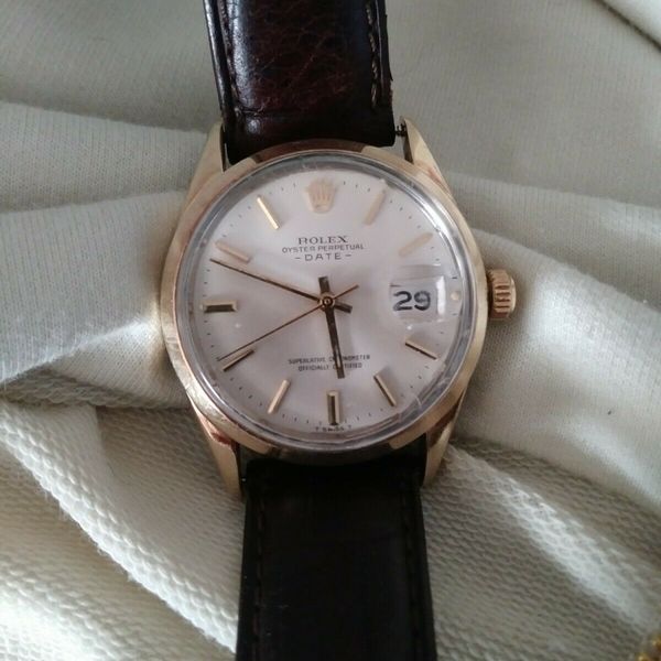 Rolex Oyster Perpetual Date Vintage Stainless Steel Watch Gold Plate ...