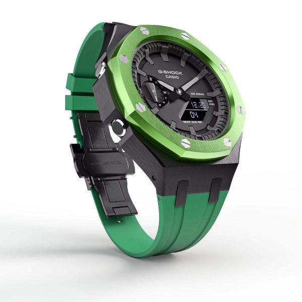 Green Casioak Mod Royal Oak Casio G-Shock GA-2100 Custom Metal Watch ...