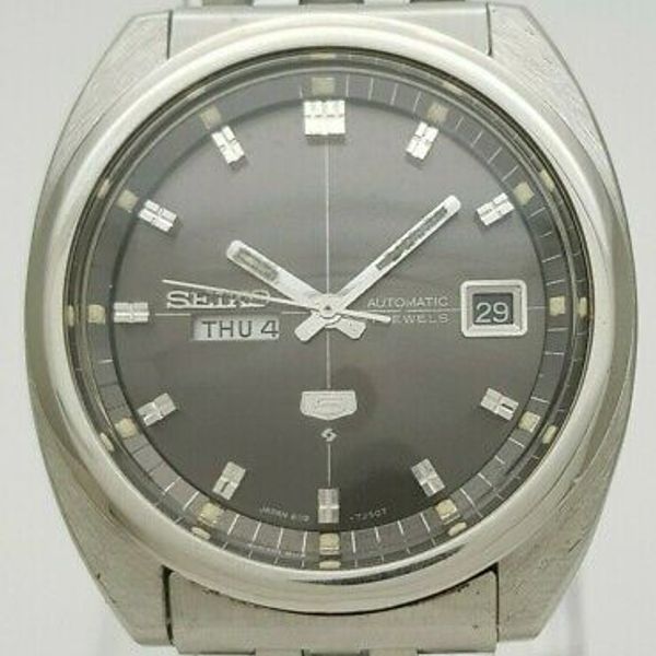 Vintage Seiko 5 Japan 21J Automatic 6119-7183 Steel Day Date Men's ...