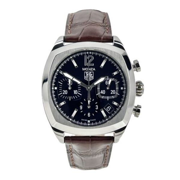 Tag Heuer Monza Chronograph Stainless Steel Black Dial CR2113-0 Watch ...