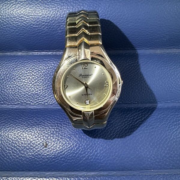 Men's PRECISION by Gruen watch Gold tone case and band, date indicator ...